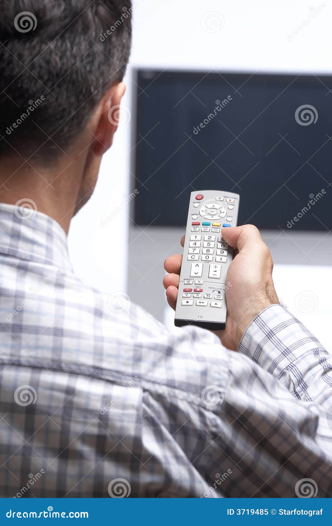 Man in Front of Tv Switching Channel Stock Image - Image of ...