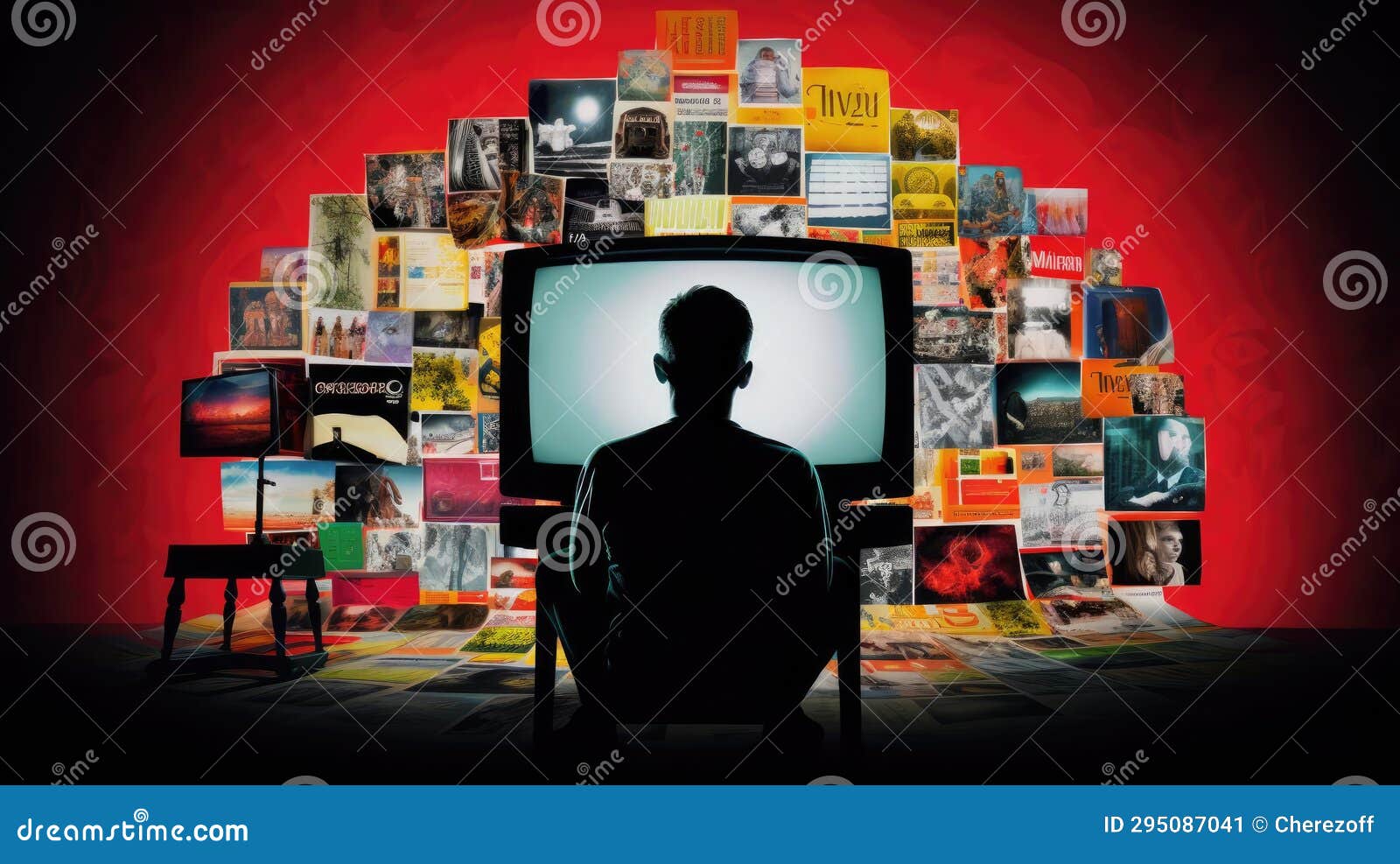 Man in Front of TV Watching Propaganda Stock Illustration ...
