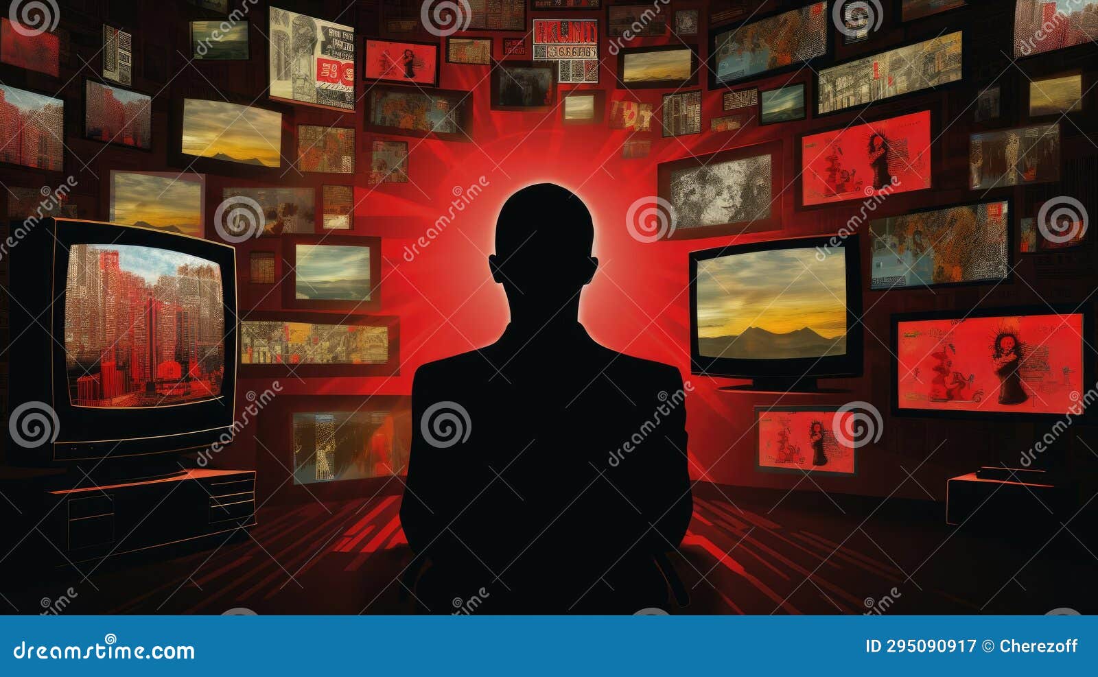 Man in Front of TV Watching Propaganda Stock Illustration ...
