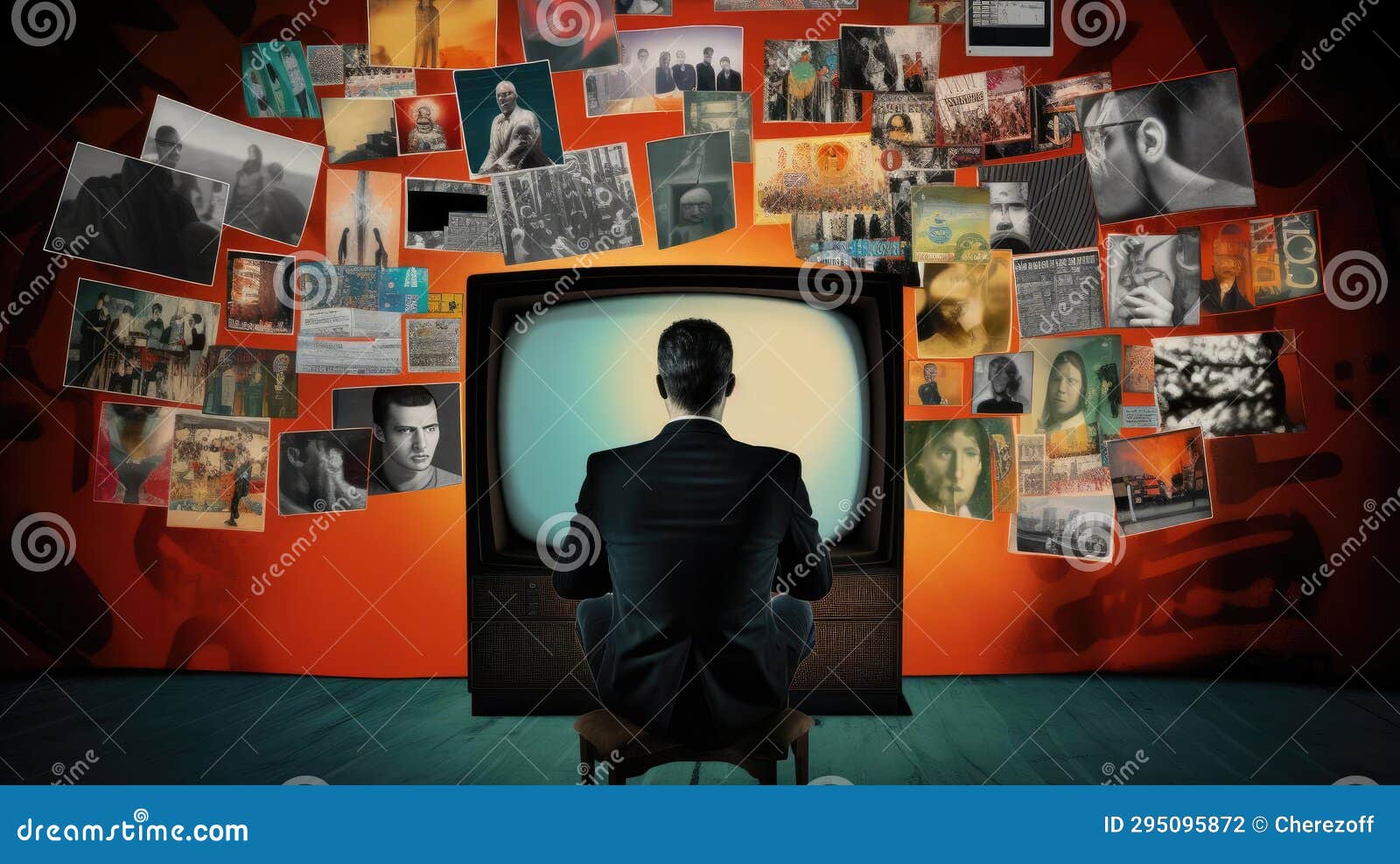 Man in Front of TV Watching Propaganda Stock Illustration ...