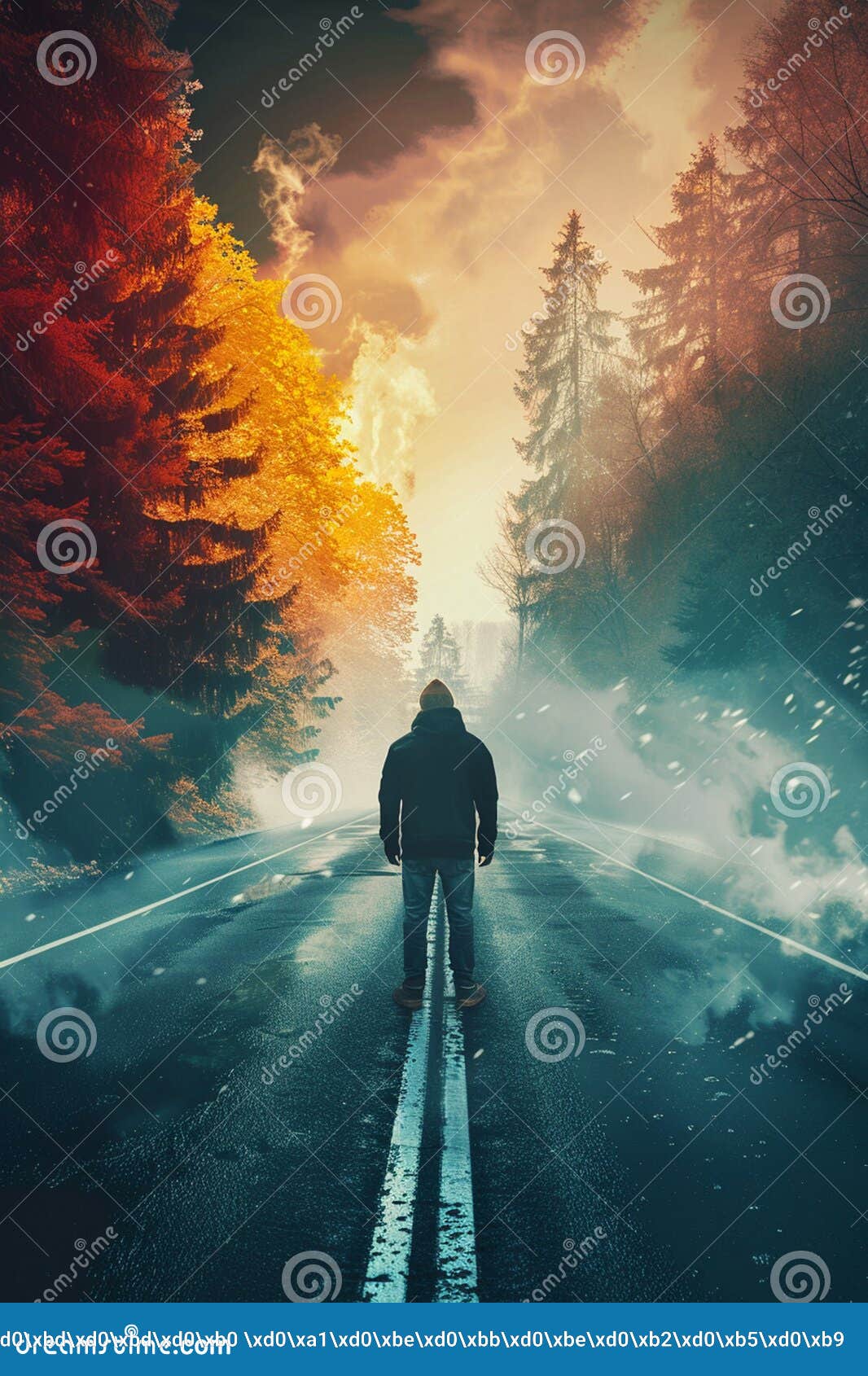 A Man in Front of Two Roads Stock Image - Image of countryside ...