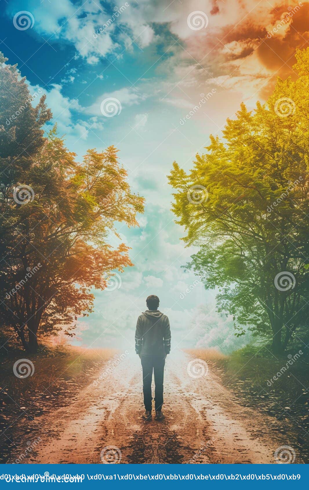 A Man in Front of Two Roads Stock Image - Image of grass, nature: 326593509