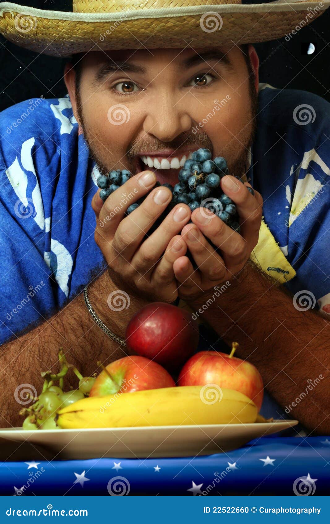 Man with fruit stock photo. Image of happy, banquet, humor - 22522660