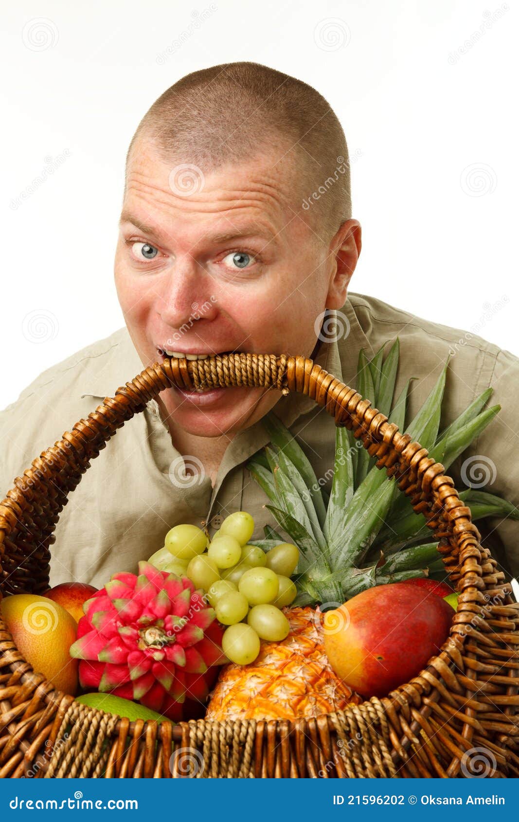 Man with fruits stock photo. Image of healthy, hair, happiness - 21596202