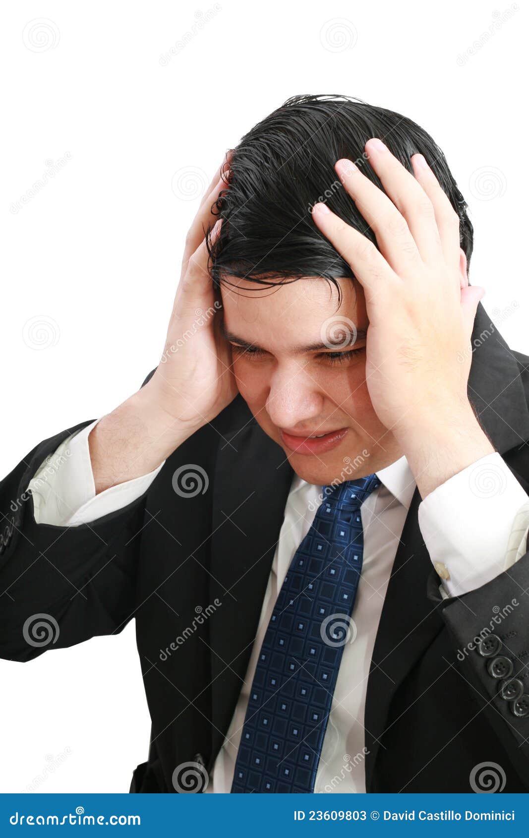 Man Frustrated with Hands on His Head. Stock Image - Image of solitude ...