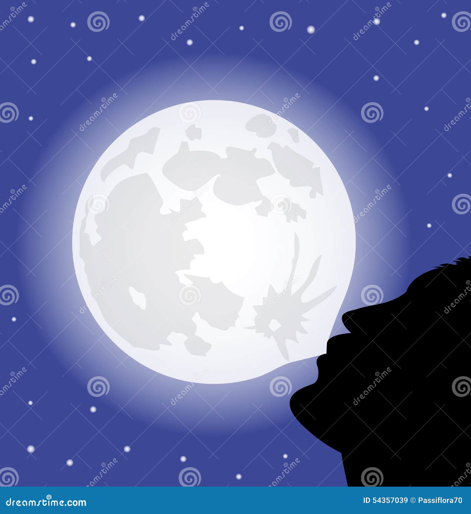 Man and full moon stock vector. Illustration of design - 54357039
