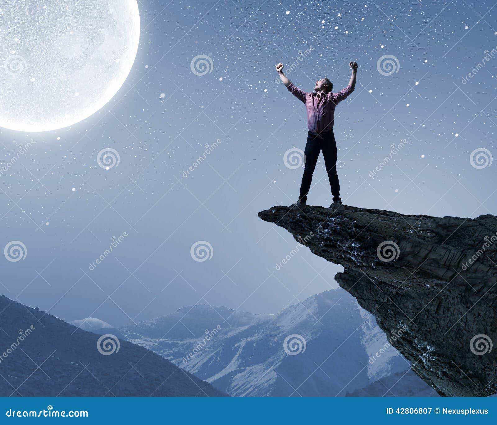 Man and full moon stock image. Image of night, cosmic - 42806807