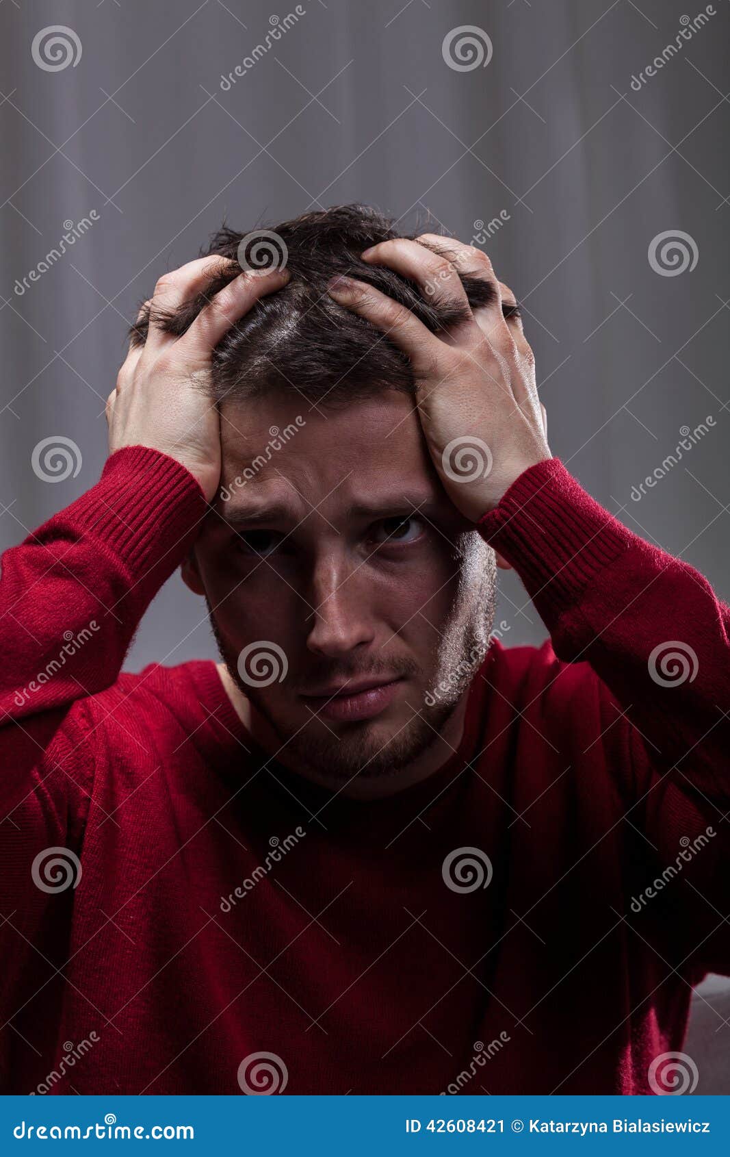 Man with full of problems stock image. Image of depression - 42608421