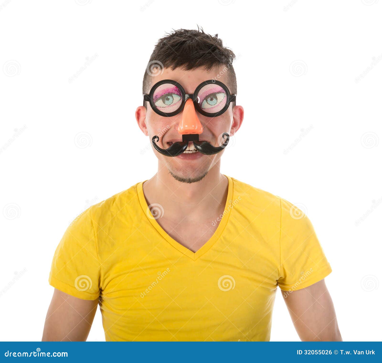 Man with Funny Carnival Mask Stock Photo - Image of black, happiness ...