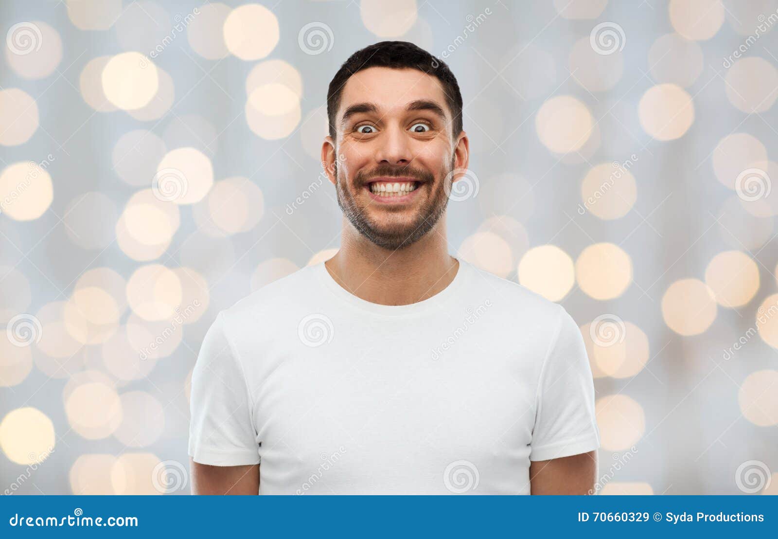 Man with Funny Face Over Lights Background Stock Image - Image of ...