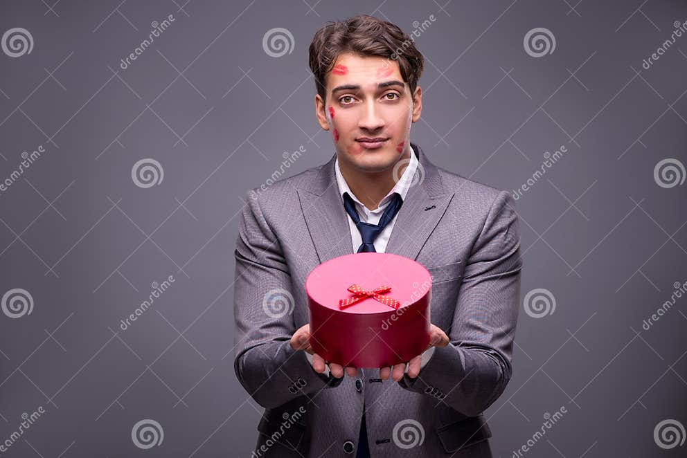 The Man in Funny Romantic Concept Stock Image - Image of gift, mark ...