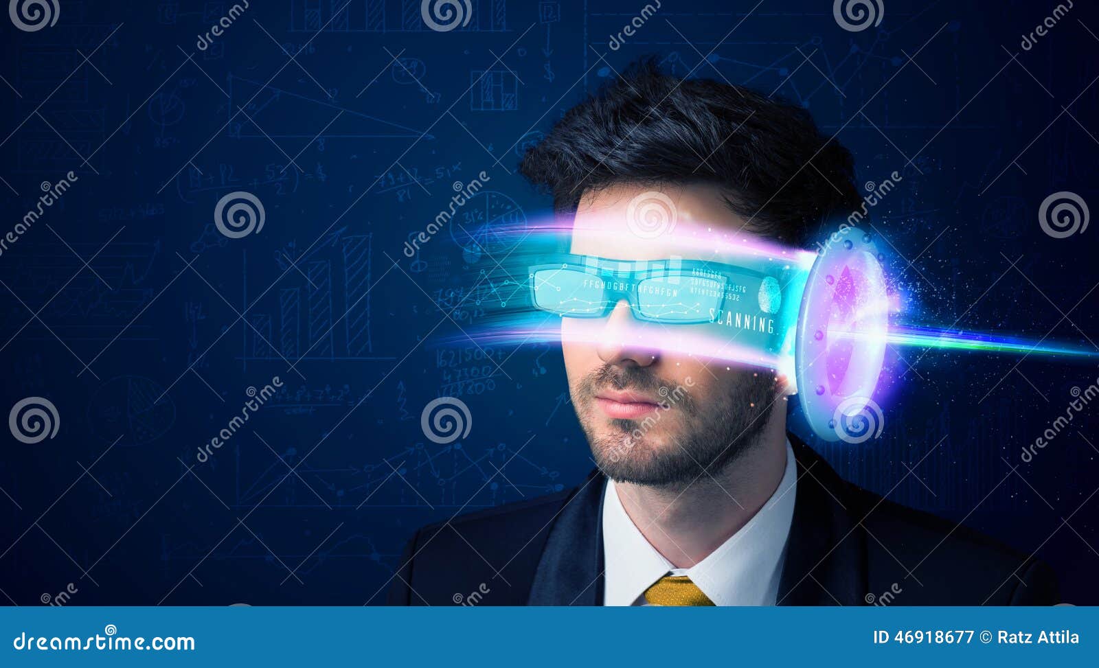Man from Future with High Tech Smartphone Glasses Stock Image - Image ...