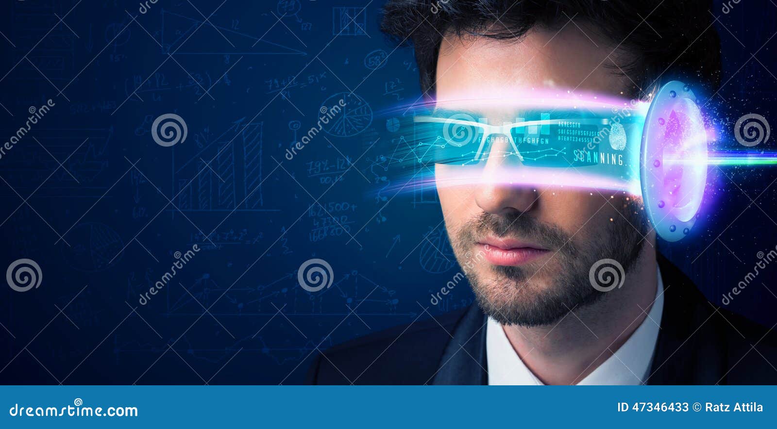 Man from Future with High Tech Smartphone Glasses Stock Image - Image ...