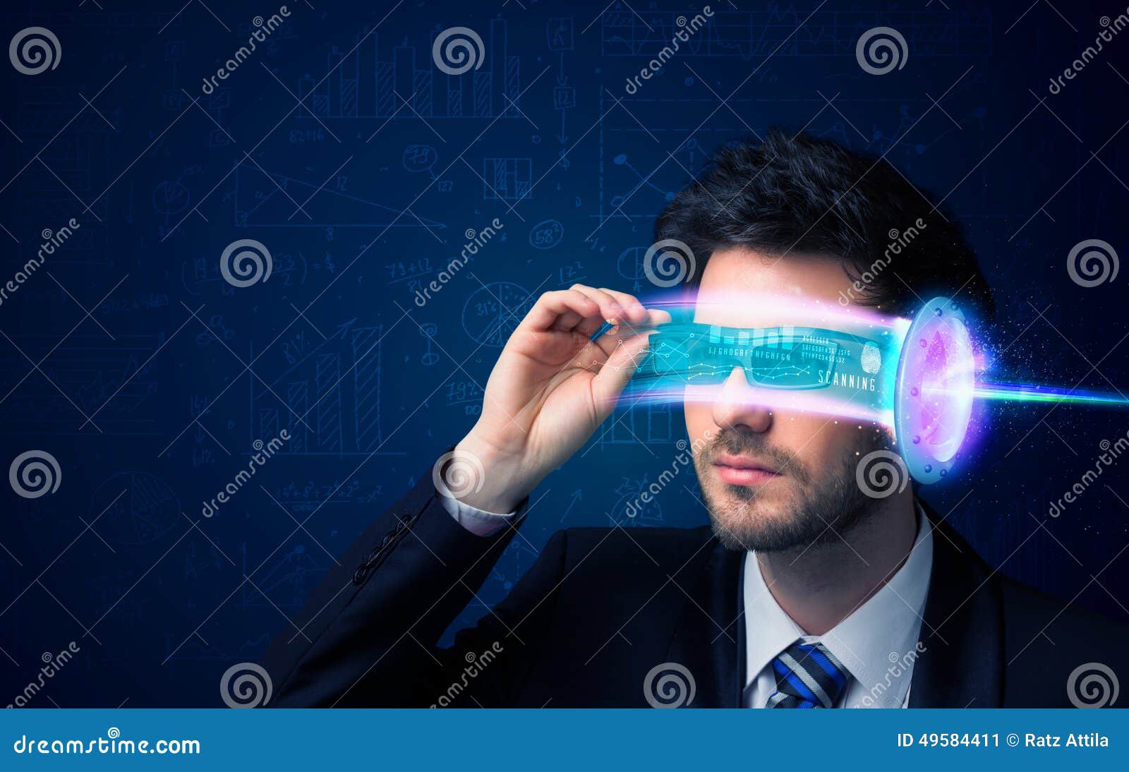 Man from Future with High Tech Smartphone Glasses Stock Image - Image ...