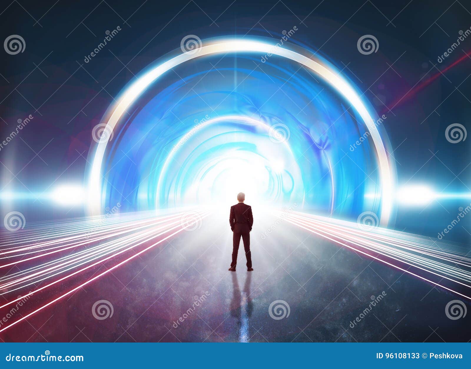 Man in futuristic tunnel stock image. Image of leader - 96108133