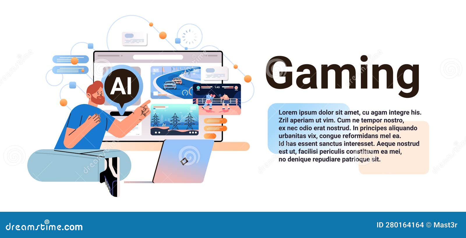 Man Gamer Play Video Game with Ai Chatbot Helper Gaming Artificial ...