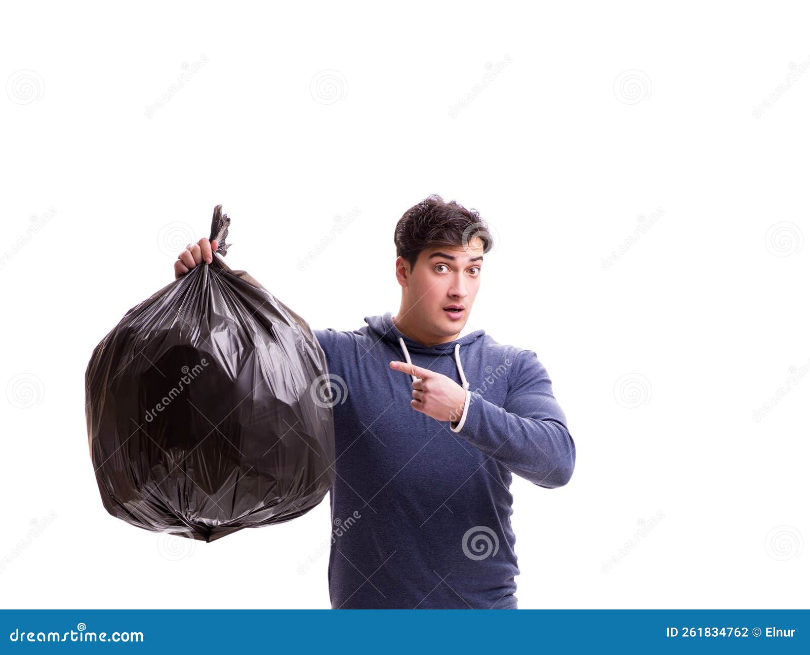 Man with Garbage Sack Isolated on White Stock Photo - Image of cleaner ...