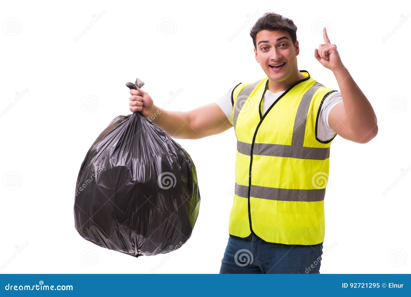 The Man with Garbage Sack Isolated on White Stock Image - Image of ...
