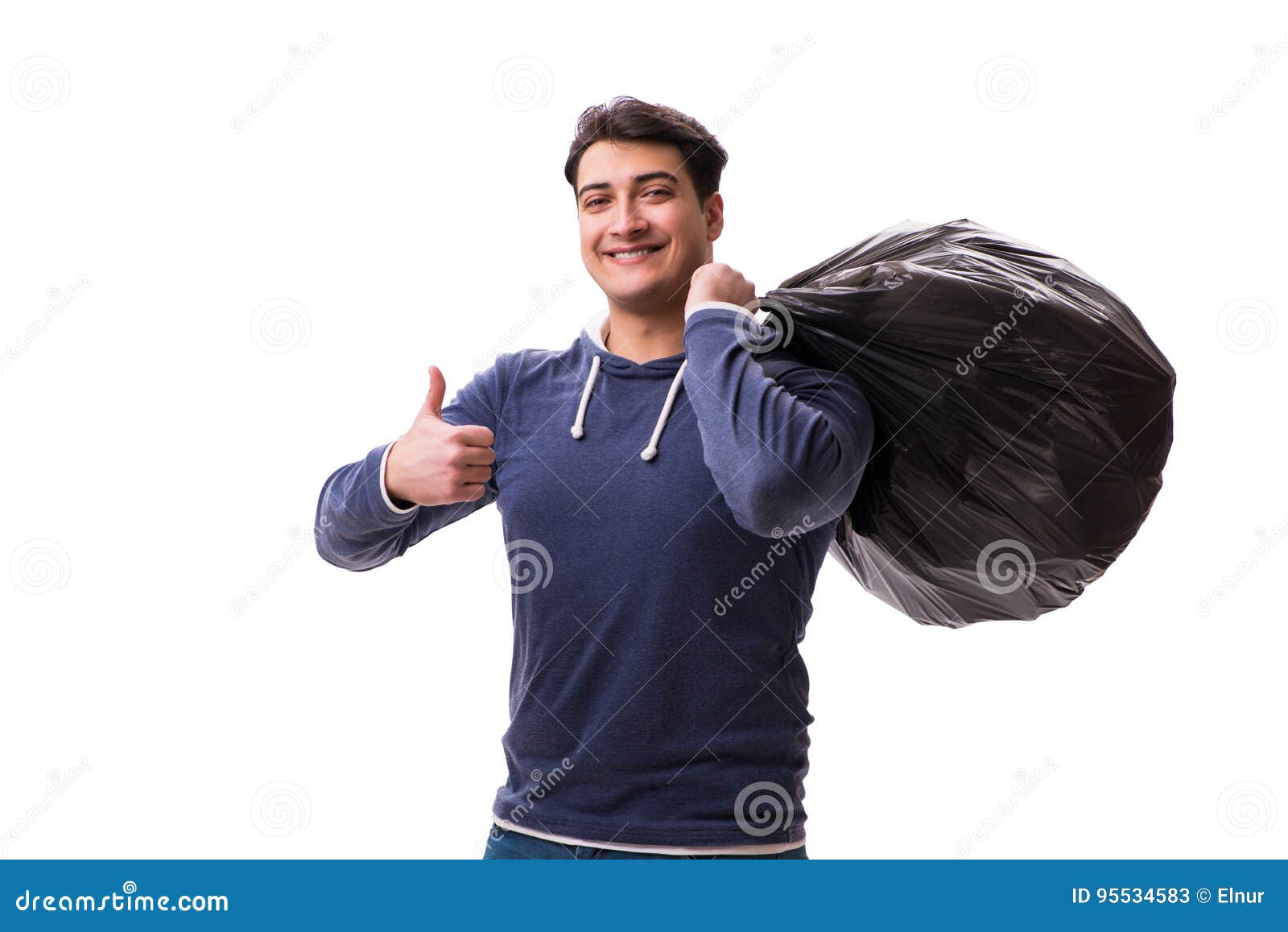 The Man with Garbage Sack Isolated on White Stock Image - Image of ...