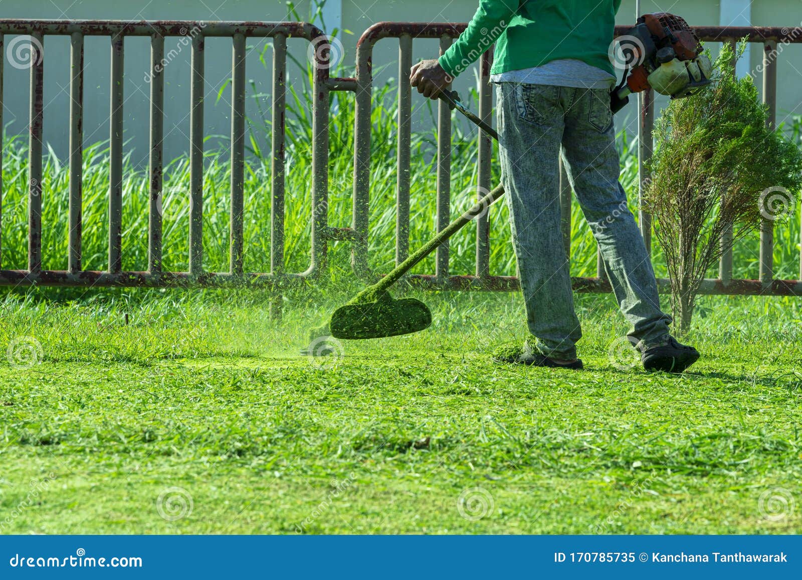 Man Gardener Working Lawn Mower Stock Image - Image of park, person ...