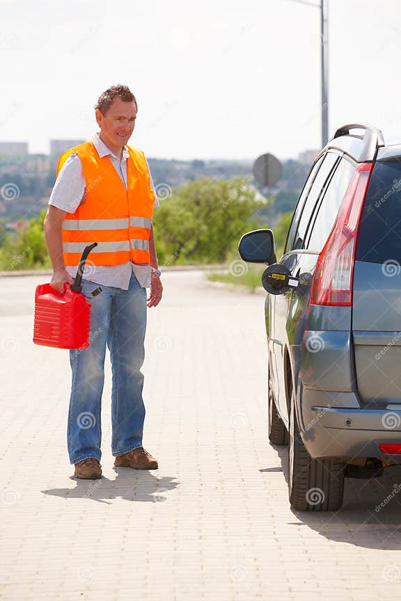 Man with gas can stock photo. Image of power, road, refueling - 25053232