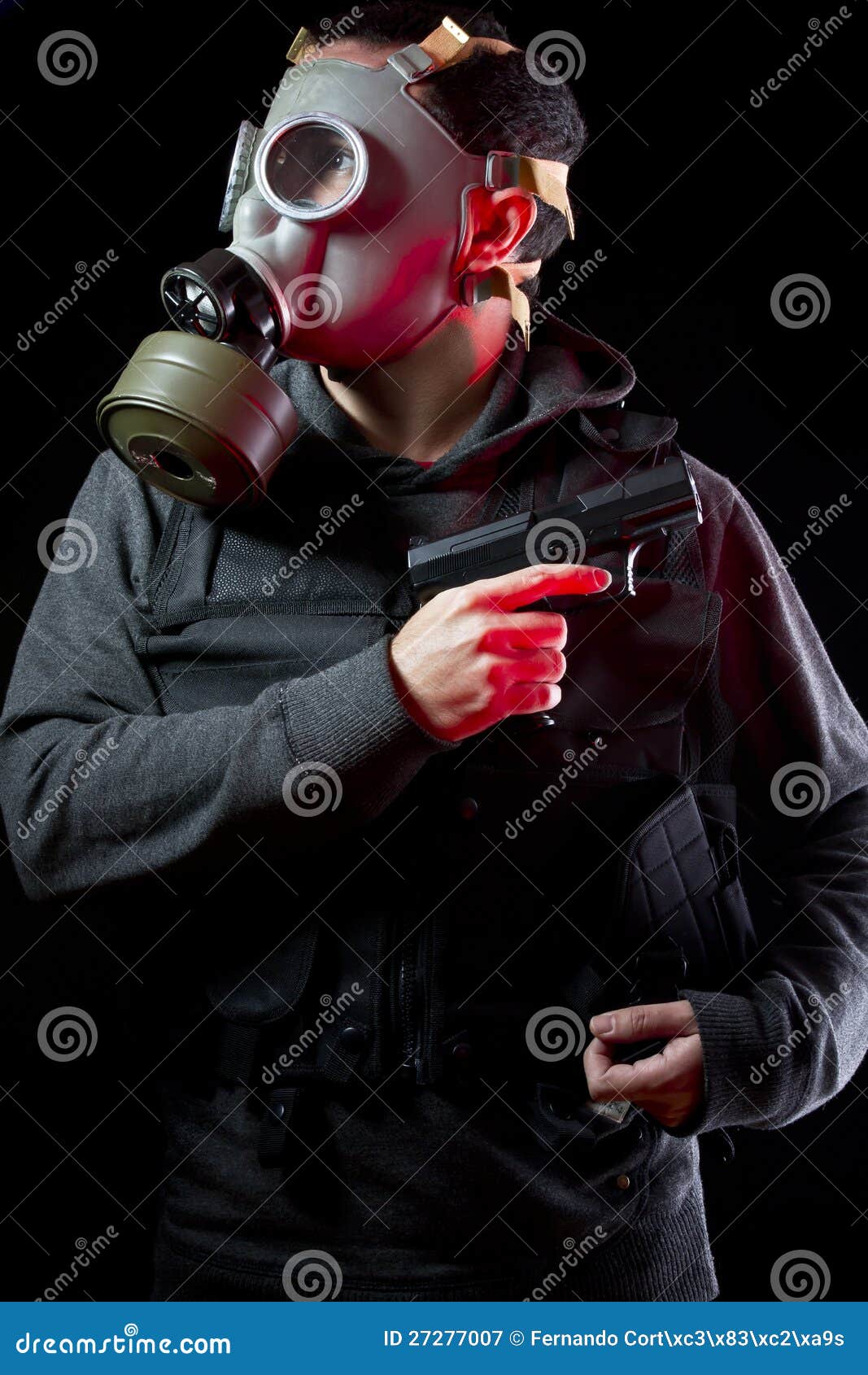 Man with gas mask and gun stock image. Image of combat - 27277007