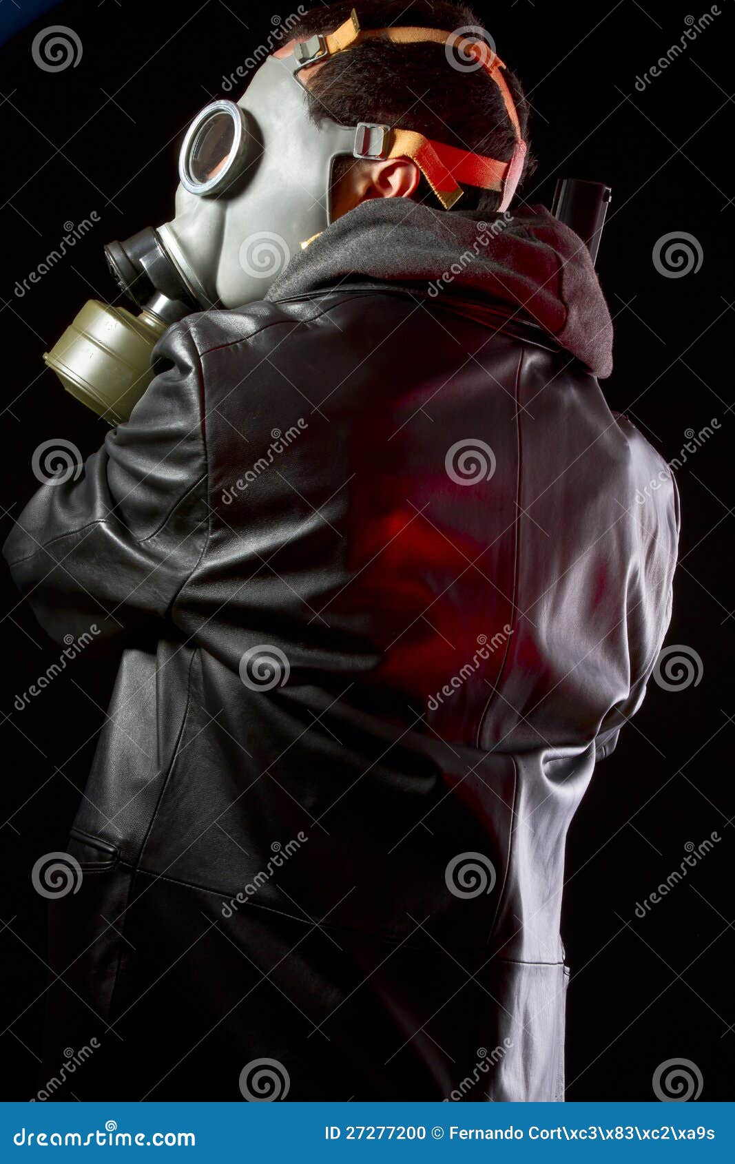 Man with Gas Mask and Gun, Dressed in Black Stock Photo - Image of ...