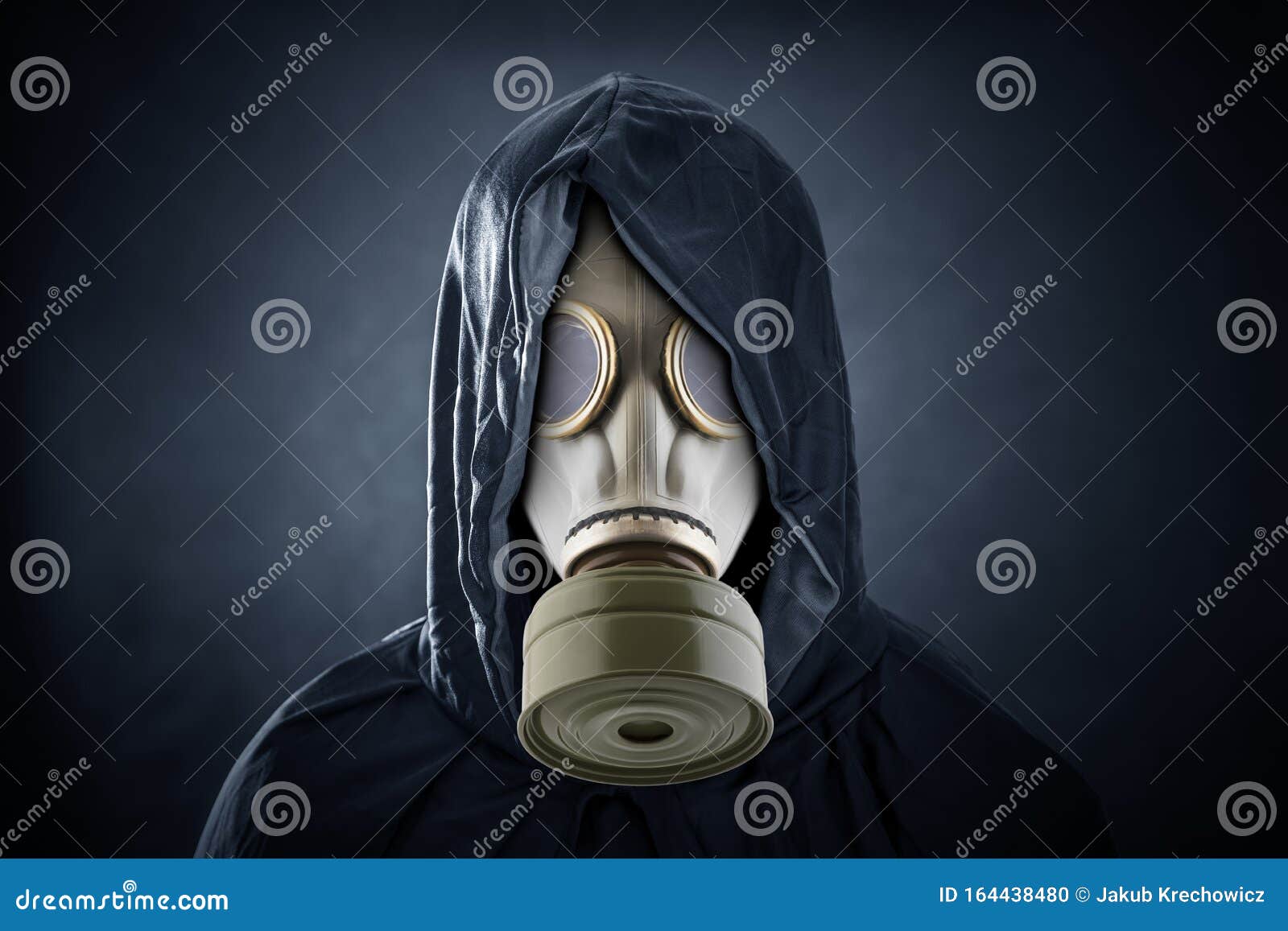 Man in a Gas Mask and Hooded Cloak Stock Photo - Image of protective ...