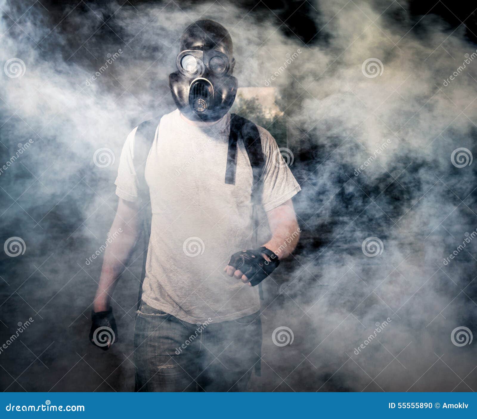 Man in a gas mask stock photo. Image of danger, opposition - 55555890