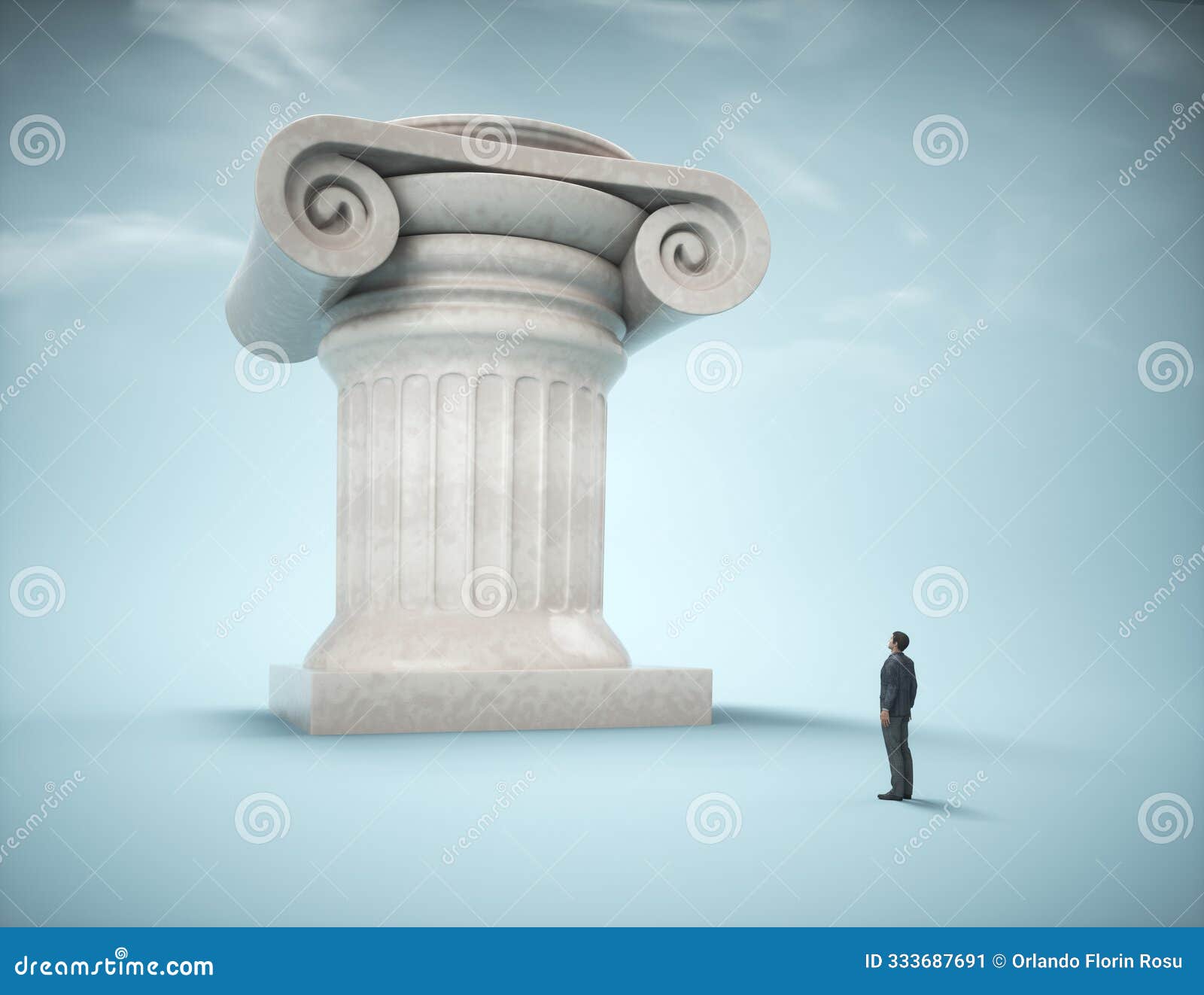 Man Gazing at a Roman Column Stock Illustration - Illustration of stone ...