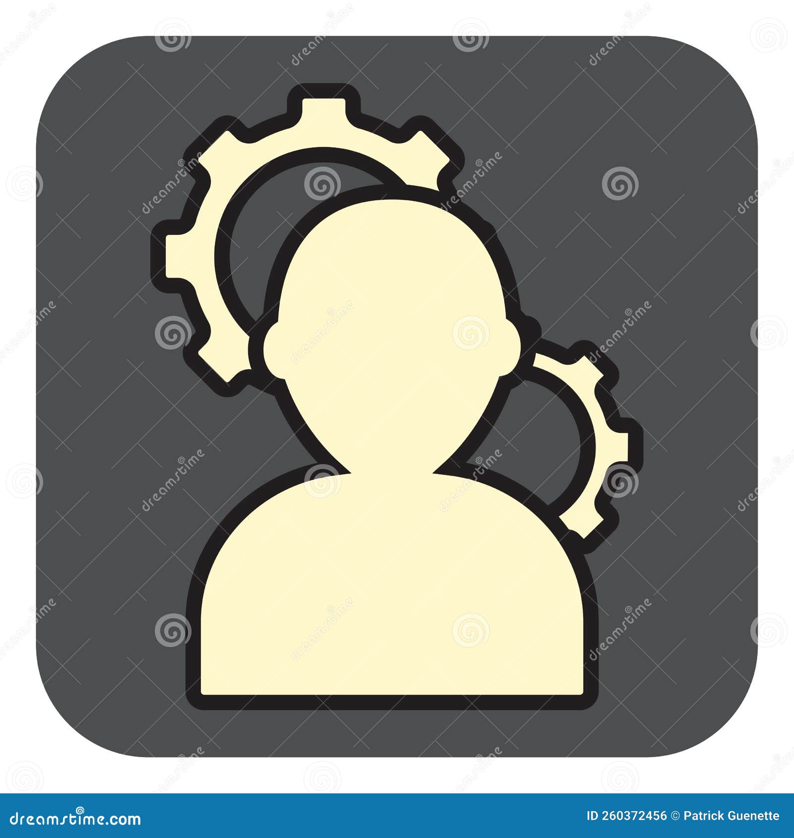 Man with gear, icon stock vector. Illustration of human - 260372456