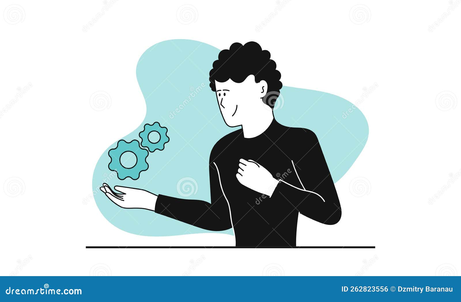 Man with Gear Vector Concept Illustration. Development Business and ...