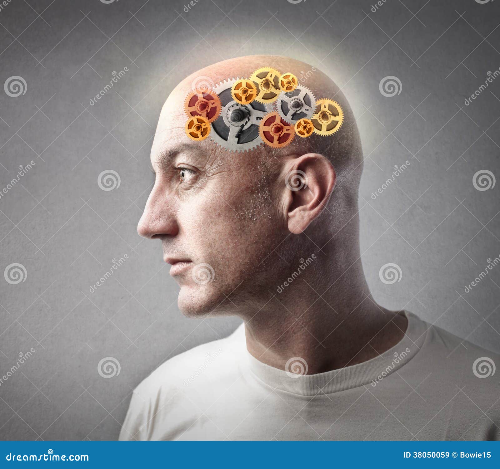 Man with Gears in His Brain Stock Image - Image of gear, brain: 38050059