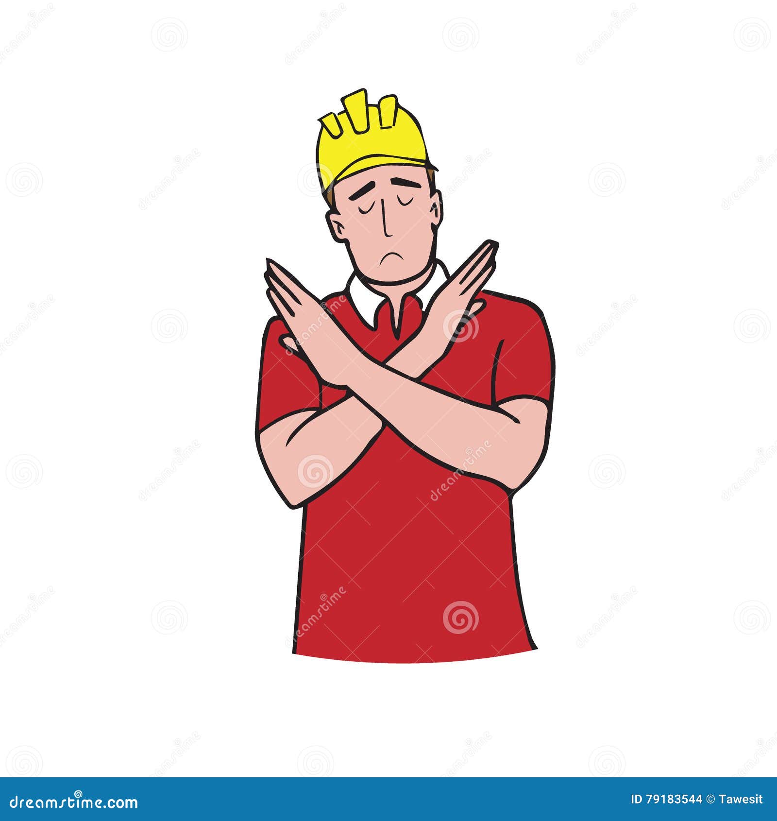 Man Gestures Cross Hands Say No Cartoon Stock Vector - Illustration of ...