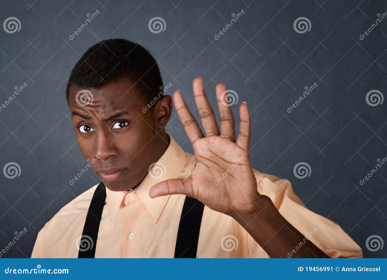 Man Gestures Stay Back stock image. Image of serious - 19456991