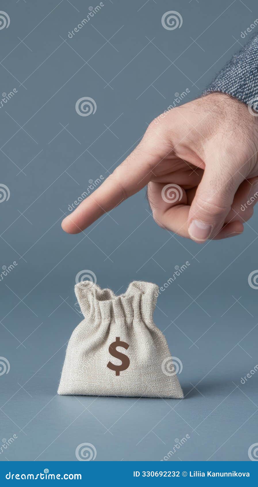 A Man Gestures Towards a Money Bag Containing Cash, Emphasizing Its ...