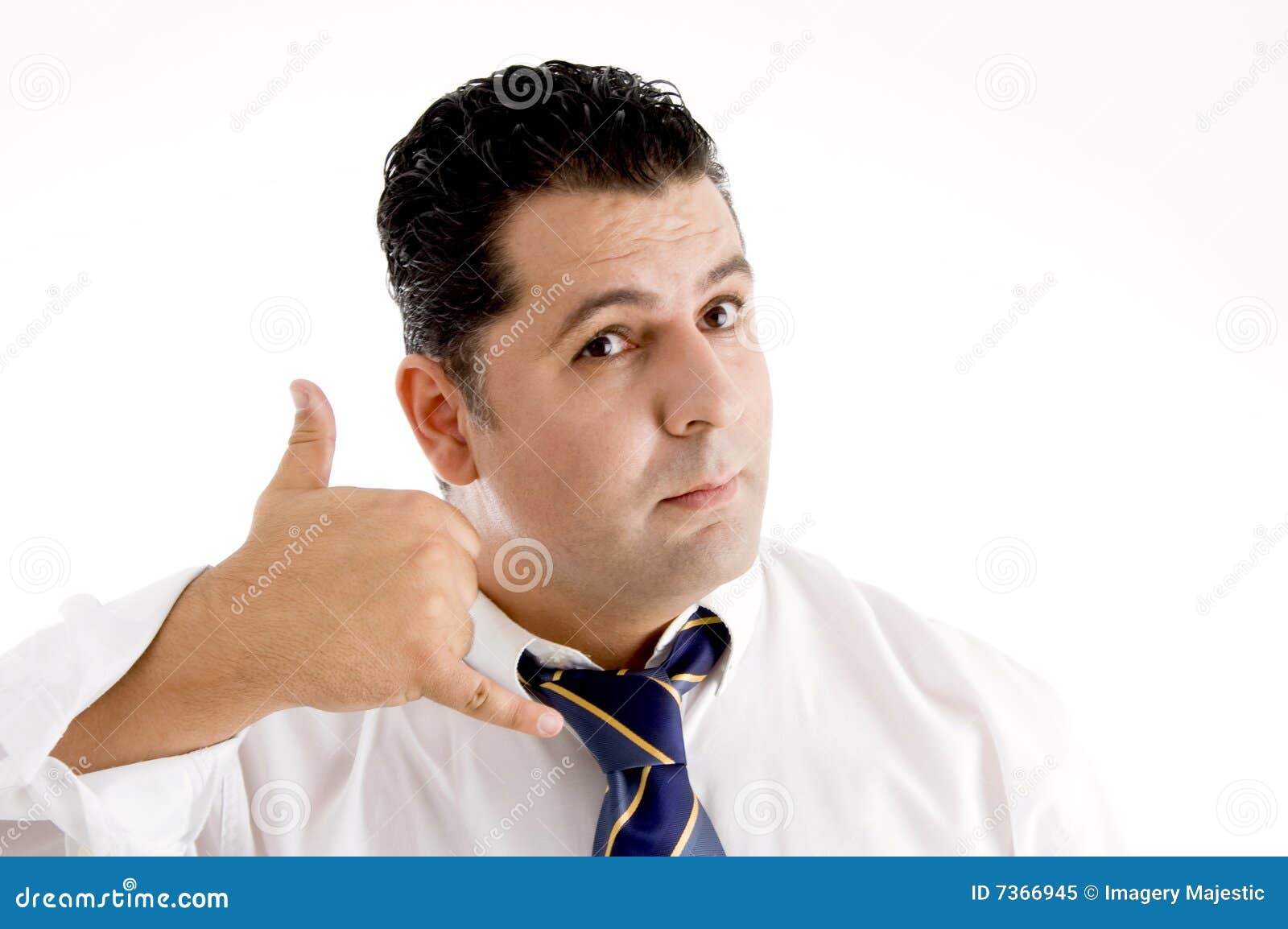 Man Gesturing Fingers Like Phone Call Stock Image - Image of isolated ...