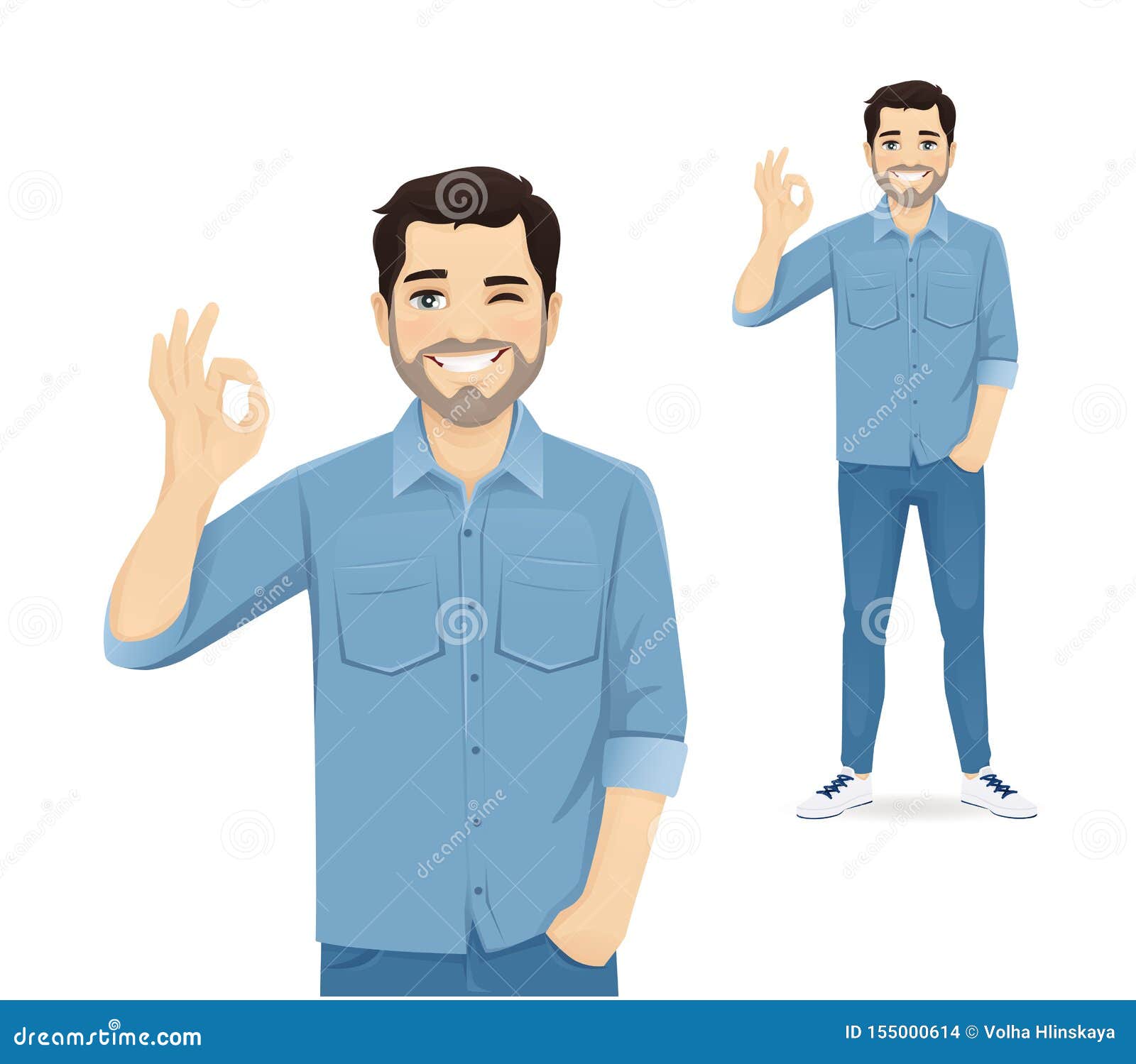 Man gesturing ok sign stock vector. Illustration of cartoon - 155000614