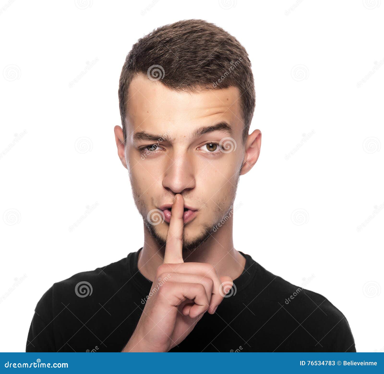 Man gesturing silence. stock image. Image of calm, devil - 76534783