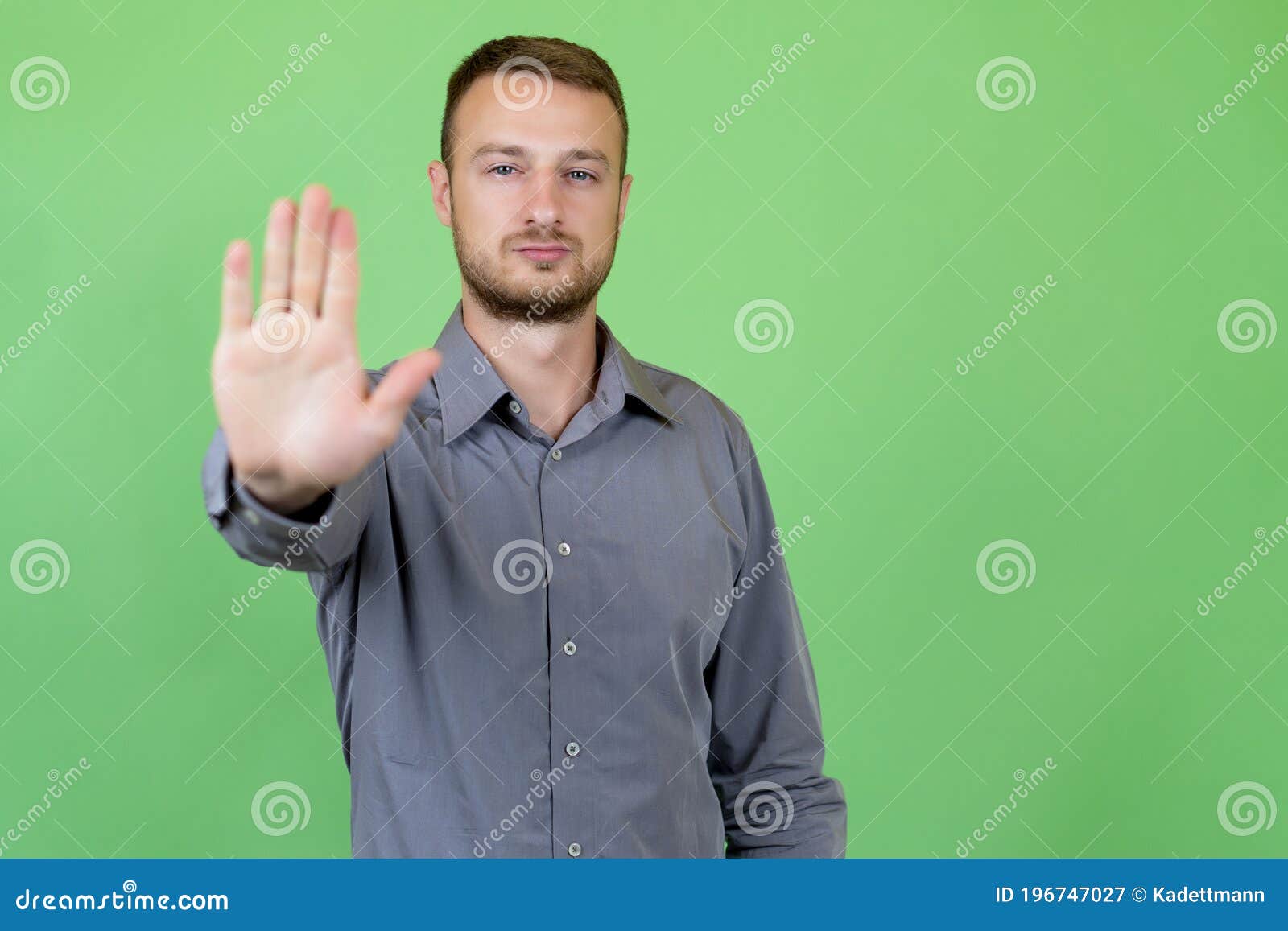 Man Gesturing Stop and Rejection with Hand Stock Image - Image of covid ...