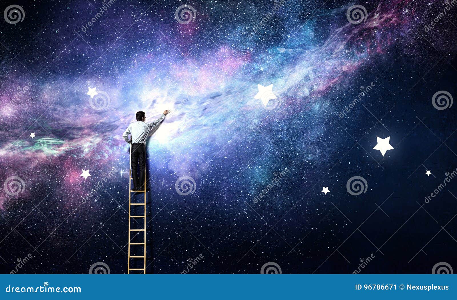Reach Moon Ladder Man Stock Photos - Free & Royalty-Free Stock Photos ...