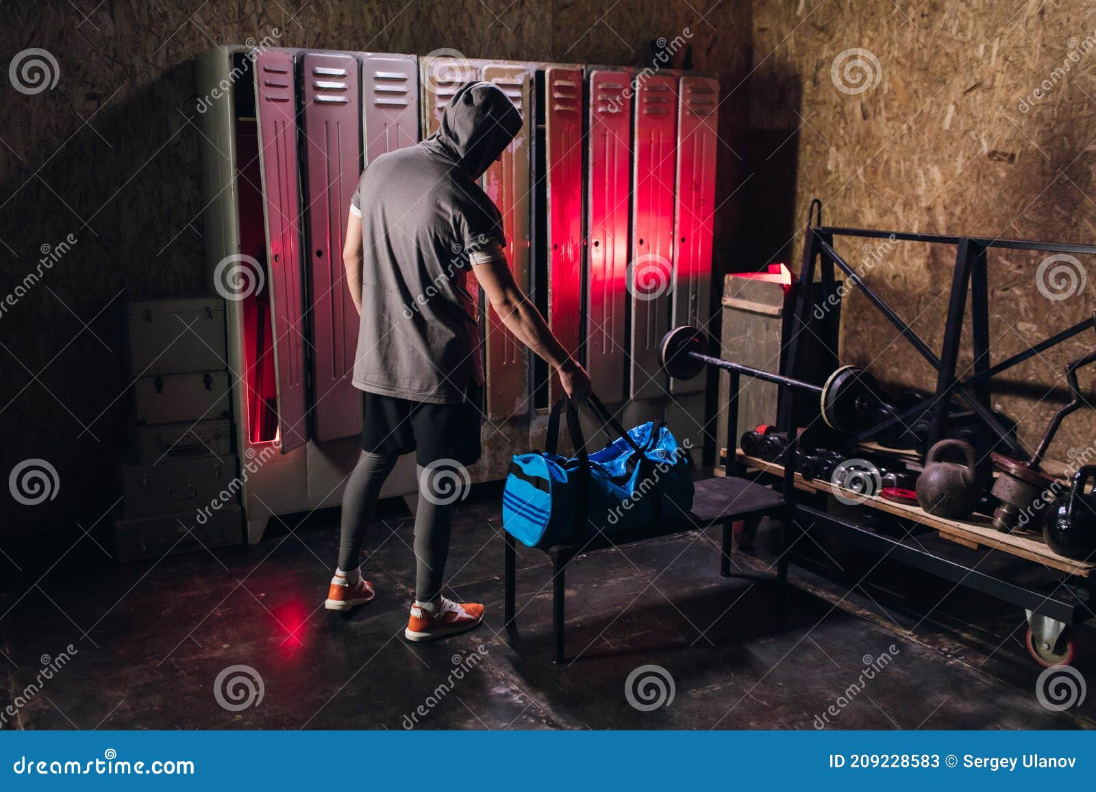 Man Get Ready for Boxing Training in the Locker Room Stock Image ...