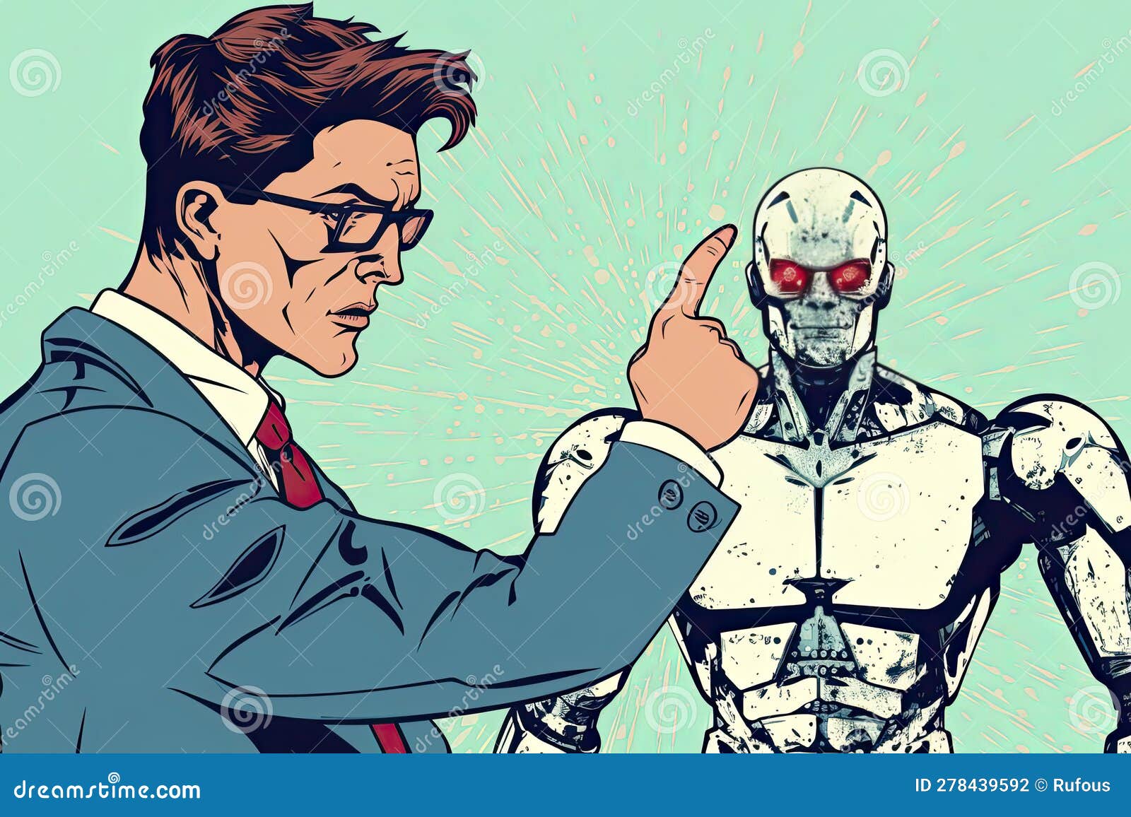 Man Gets Angry at Artificial Intelligence and Wags Finger Stock ...