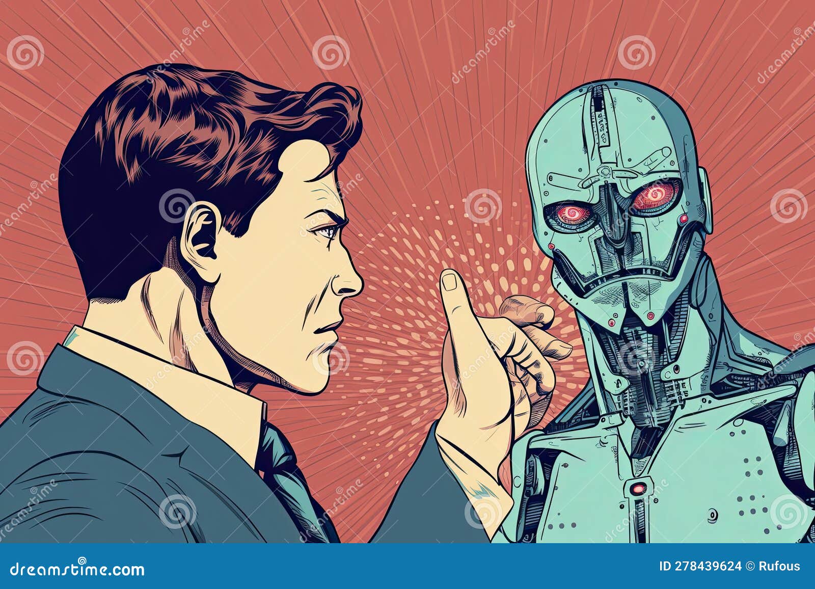 Man Gets Angry at Artificial Intelligence and Wags Finger Stock ...