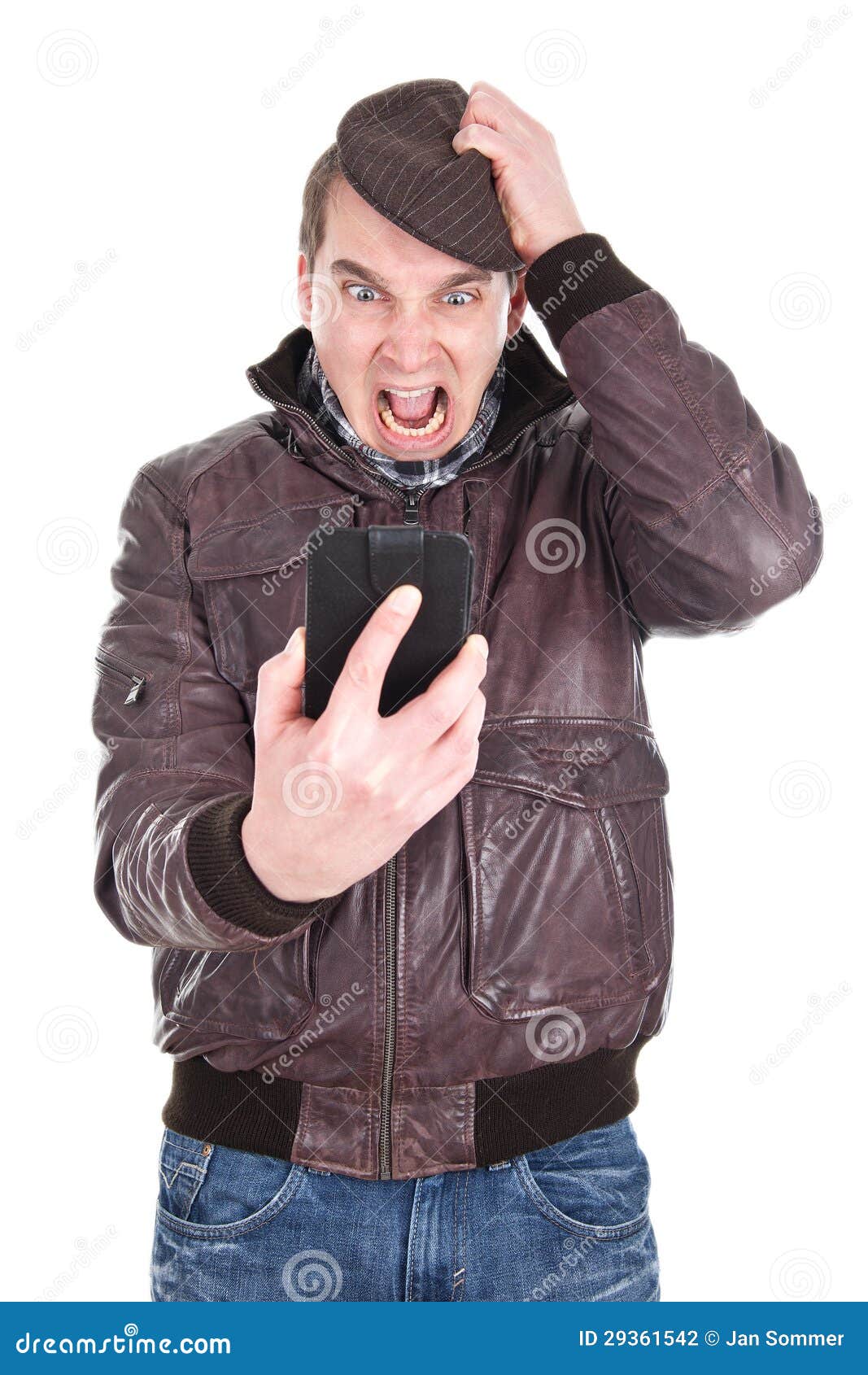 Man Gets a Angry Message on Smartphone Stock Photo - Image of emotion ...