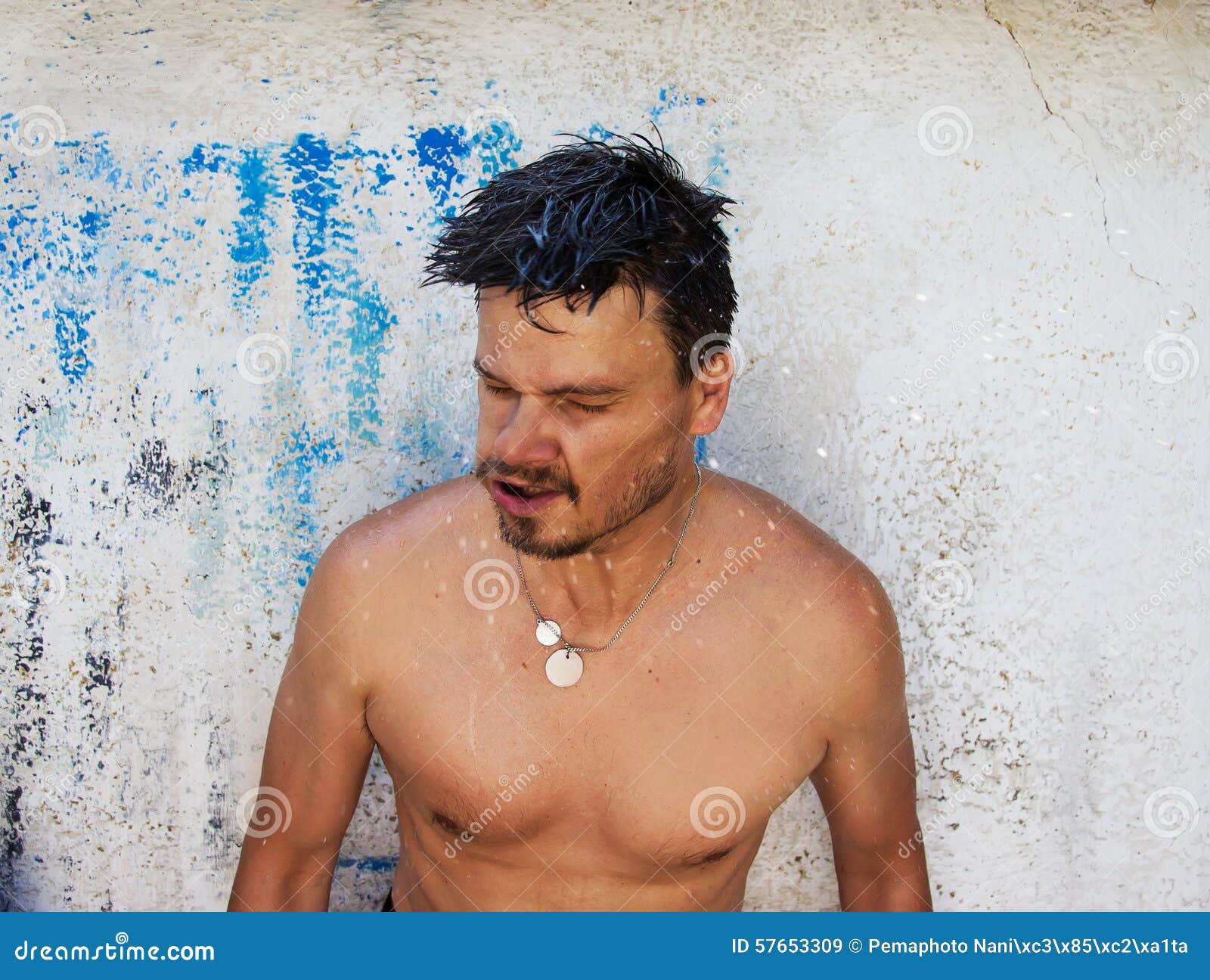 Man Gets Freshed by Water Splash Stock Image - Image of grunge, texture ...