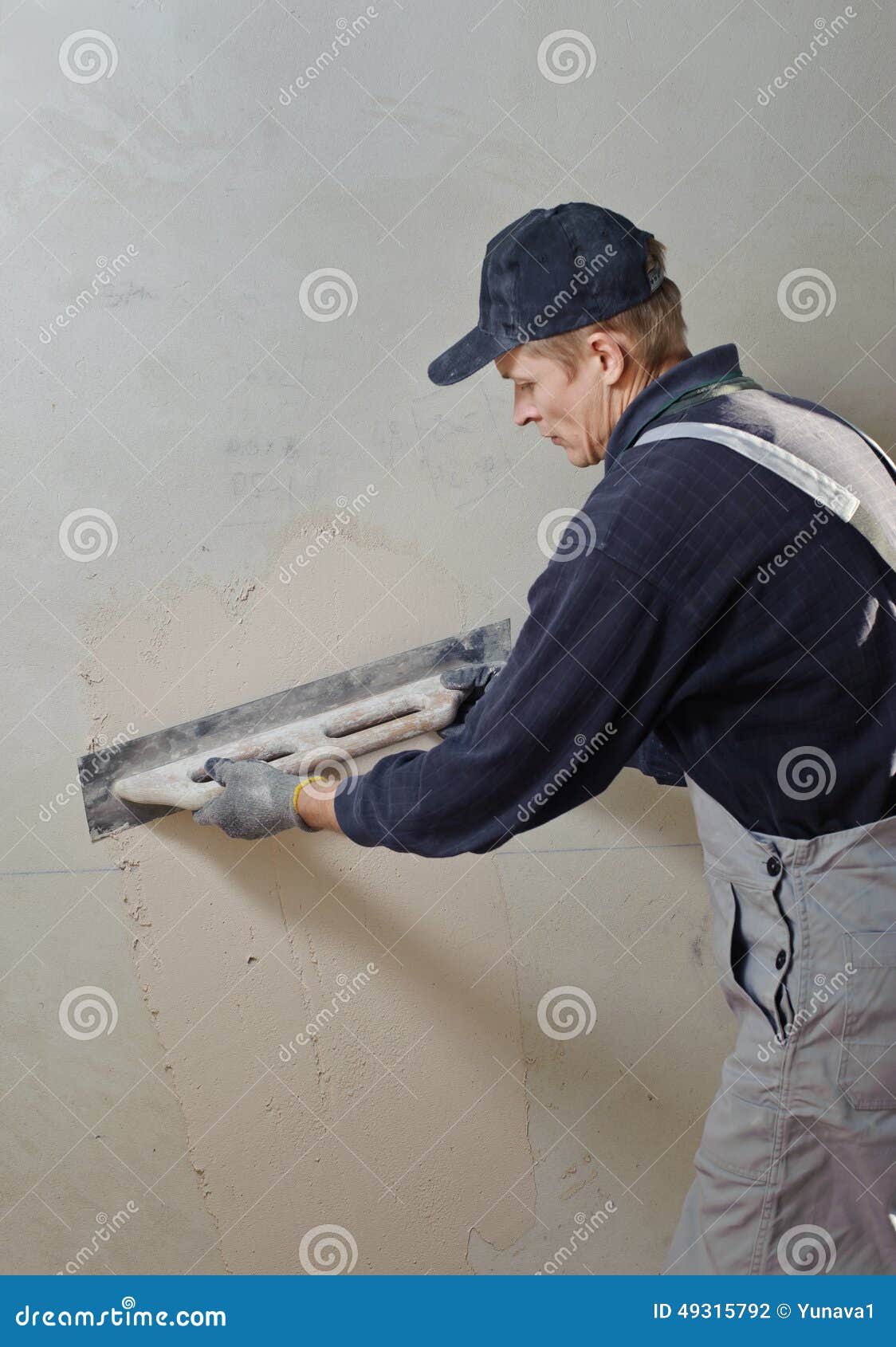 Man Gets Manually Gypsum Plaster Stock Photo - Image of hand, repairman ...