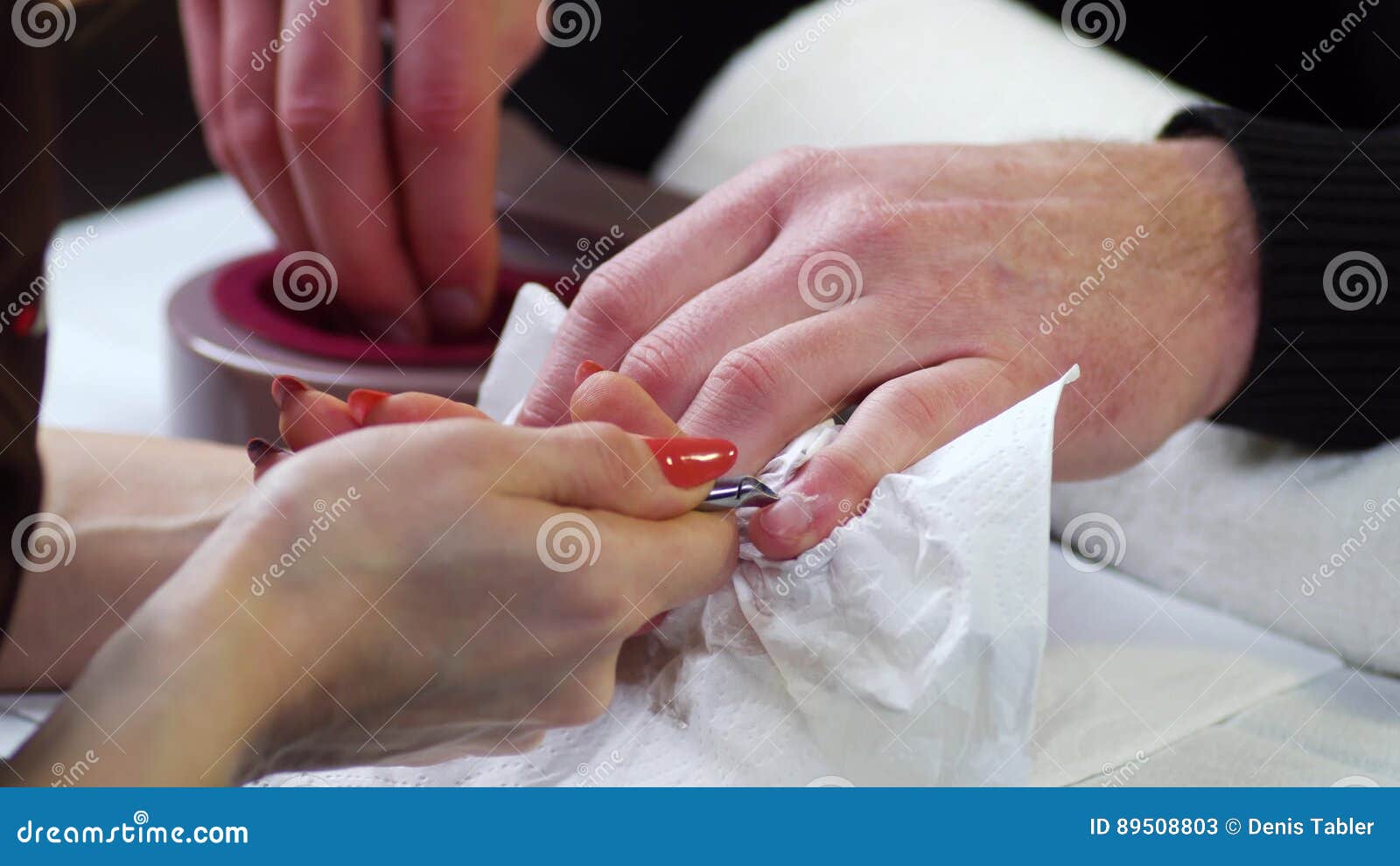 Man Gets Nails Manicure at Beauty Salon Stock Video - Video of ...