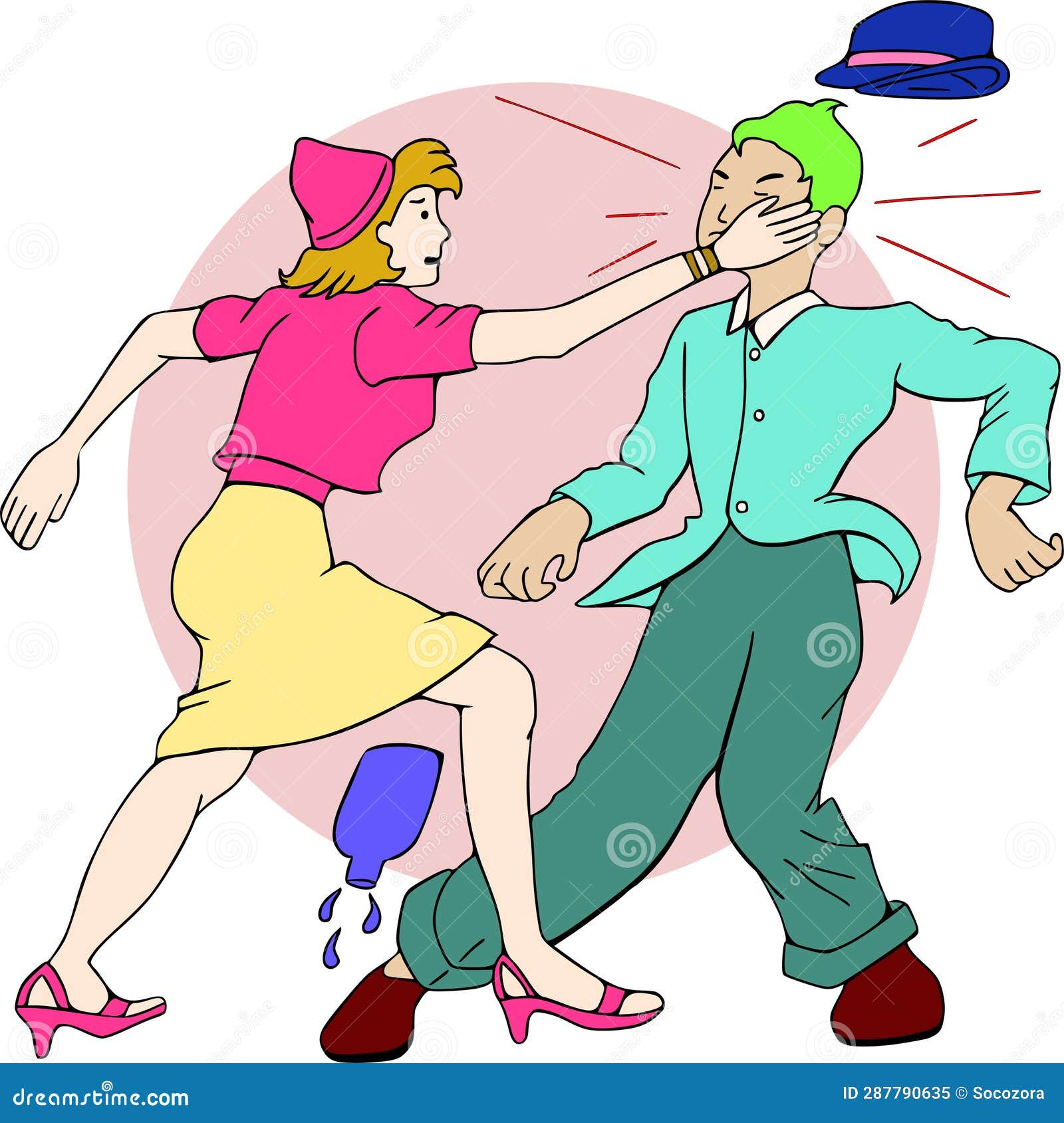 Man Gets Slapped Simple Flat Vector Character Illustration. Stock ...