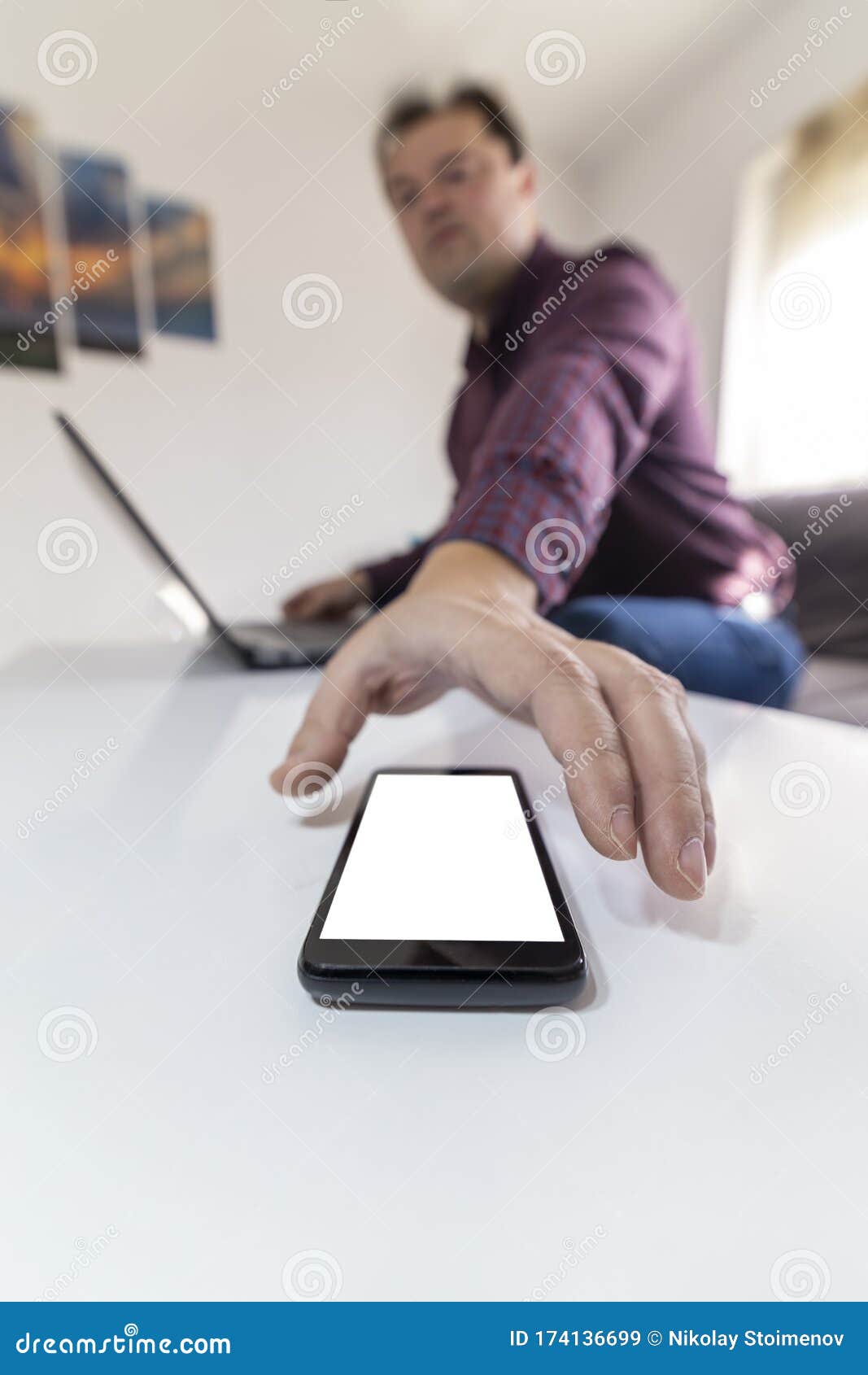 Man Getting a Call and Taking His Mobile Phone Stock Image - Image of ...